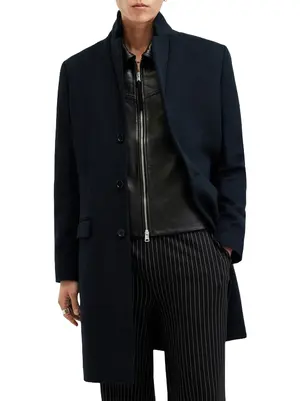 ALLSAINTS AllSaints Hal Longline Coat Nite Blue