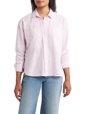 BEACHLUNCHLOUNGE Everly Stripe Cotton Shirt - Pink Chic