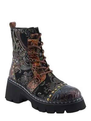 SPRING STEP SHOES Severity Combat Boot - Brown Multi