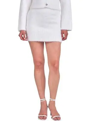 Endless Rose Fuzzy Knit Mini Skirt - Ivory