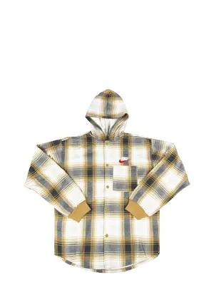 Supreme X Nike Plaid Hooded Sweatshirt - Yellow