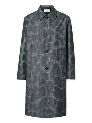 Dries Van Noten Leopard-print Checked Car Coat - Grey