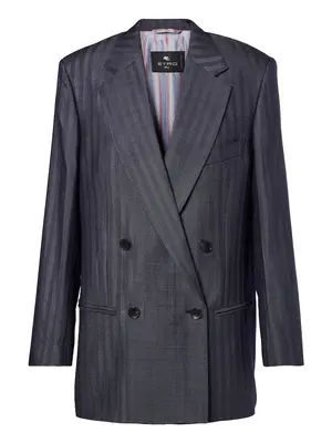 Etro Striped Wool-blend Blazer - Blue