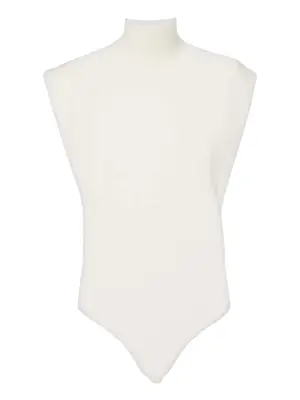 Alaïa Turtleneck Wool Bodysuit - White