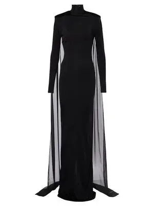 THE NEW ARRIVALS ILKYAZ OZEL Xanthe Jersey Tulle Gown - Black