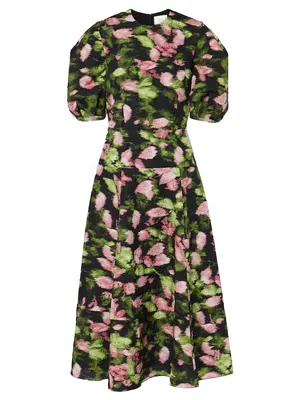 Erdem Floral Matelassé Midi Dress - Multicoloured