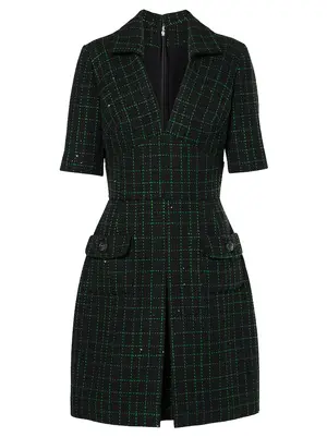 Elie Saab Tweed Mini Dress - Black