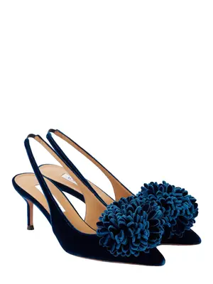 AQUAZZURA Couturier 65 Velvet Slingback Pumps - Blue