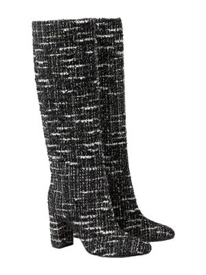 GIANVITO ROSSI Bouclé Knee-high Boots - Black