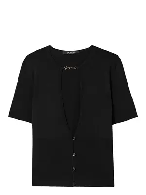 Jacquemus Pralù Embellished Cutout Knitted Top - Black