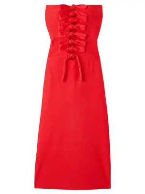 Coperni Strapless Knotted Cutout Midi Dress - Red
