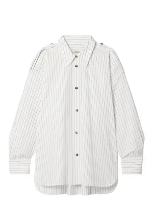 Khaite Tamal Oversized Striped Cotton-poplin Shirt - White