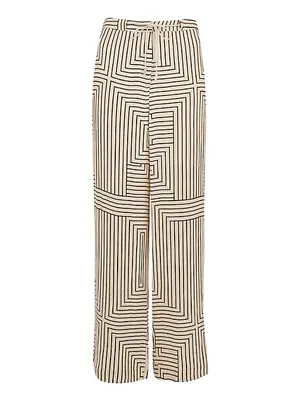 Whistles Angled-stripe Relaxed-fit High-rise Trousers - Cream