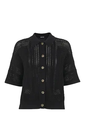 Whistles Button-down Crochet Shirt - Black