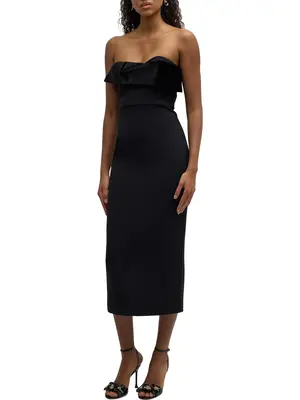 Roland Mouret Strapless Crepe Midi Dress - Black