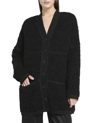 Giorgio Armani Boucle Lurex Oversize Knit Cardigan - Black
