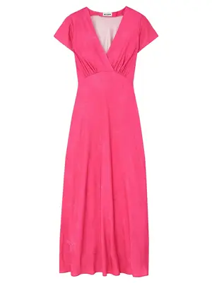 Rixo Clarissa Satin-jacquard Midi Dress - Fuchsia