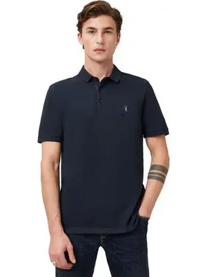 ALLSAINTS Reform Short Sleeve Polo Shirt - Navy Blue