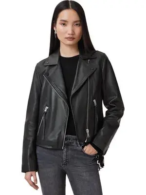 ALLSAINTS Dalby Slim Fit Leather Biker Jacket - Black