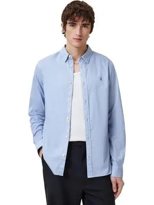 ALLSAINTS Hawthorne Ramskull Stretch Fit Shirt - Blue