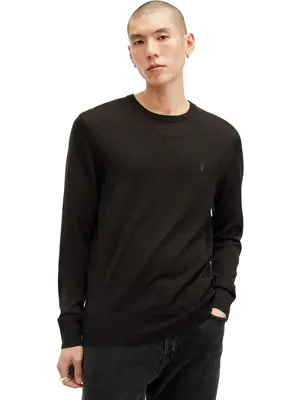 ALLSAINTS Mode Merino Crew Neck Ramskull Sweater Coffee Brown