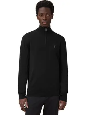 ALLSAINTS Kilburn Zip Funnel Neck Ramskull Jumper - Blue