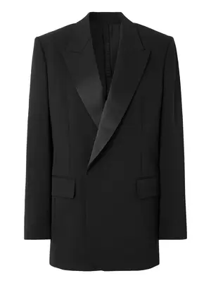 PETAR PETROV Double-breasted Wool-blend Blazer - Black