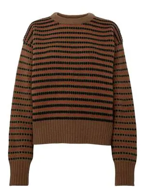JW Anderson Striped-jacquard Wool Sweater - Brown