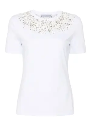 ERMANNO SCERVINO Ermanno Scervino Lace-detail Crystal-embellished T-shirt