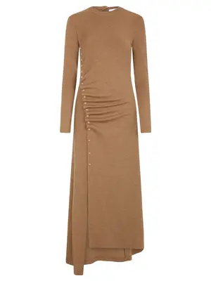 Rabanne Asymmetric Long-sleeve Dress - Brown