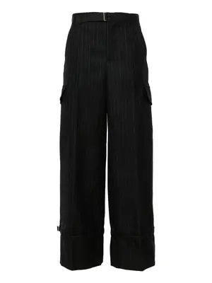 Sacai Pinstriped Wool Trousers - Black
