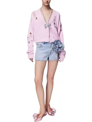 AREA Butterfly-embellished Cardigan - Pink