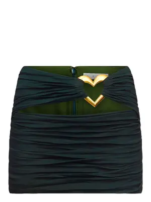 AREA Cut-out Ruched Mini Skirt - Green