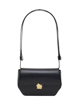 Closed Gold-tone Hardware Shoulder Bag - Black