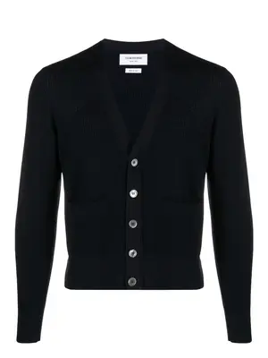 THOM BROWNE Thom Browne Waffle-Knit Wool Cardigan