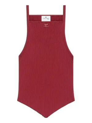 COURREGES Courrèges Pointy Rib-Knit Tank Top Red