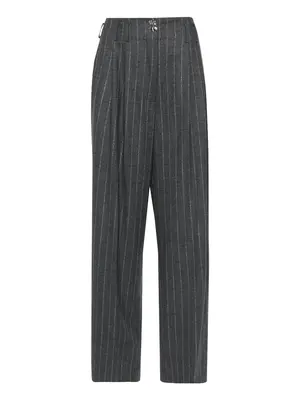GENNY Pinstripe Virgin Wool Blend Trousers - Grey