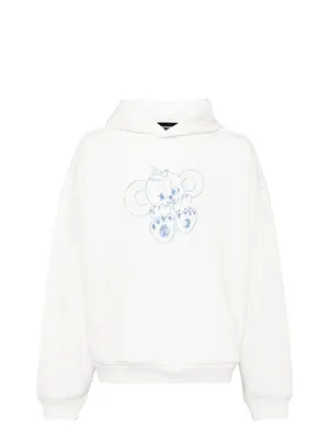 We11Done Monster-print Cotton Hoodie - White