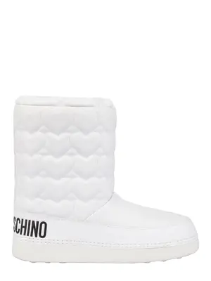 Moschino Heart-motif Quilted Boots - White