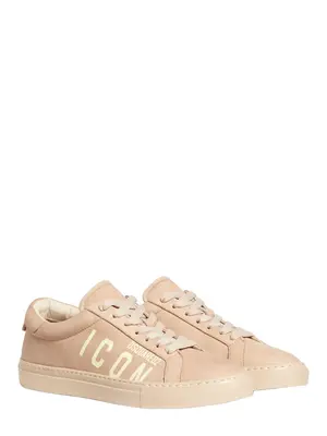 Dsquared2 Logo-print Leather Sneakers - Neutrals