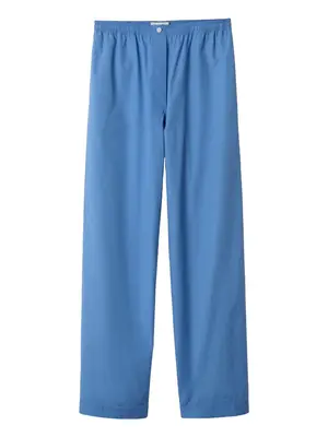 Miu Miu Embroidered Logo Poplin Trousers - Blue