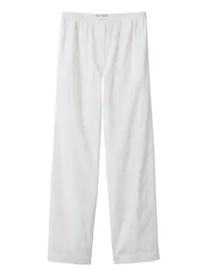 Miu Miu Embroidered Logo Poplin Trousers - White