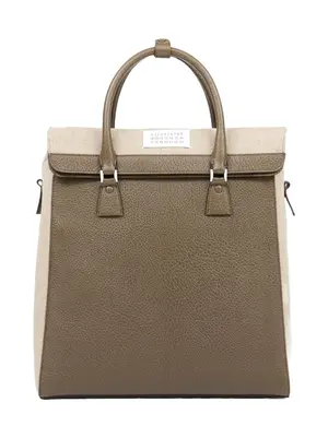 MAISON MARGIELA 5AC Daily Vertical Leather Backpack Neutrals