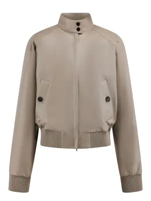 FERRAGAMO Cropped Nappa Bomber Jacket - Grey