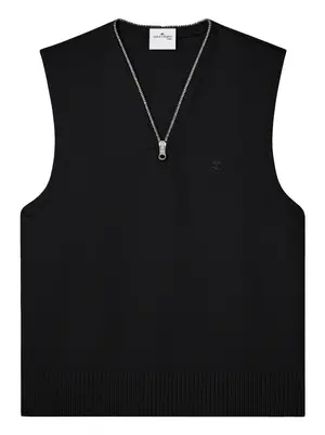 COURREGES V-neck Sleeveless Sweater - Black