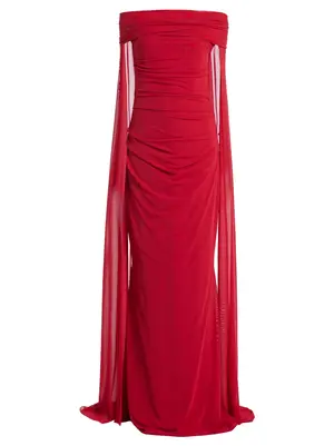 Talbot Runhof Off-shoulder Gown - Red