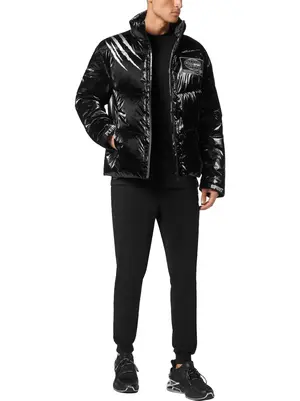 PLEIN SPORT Crease-effect Puffer Jacket - Black