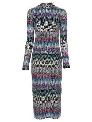Missoni Zigzag Woven Midi Dress - Blue