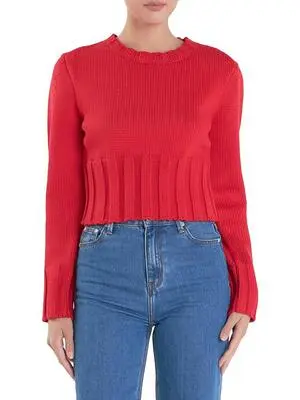 English Factory English Factory Cutout Crop Sweater Red