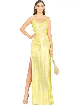 LARA NEW YORK Sequin Cowl Neck Dress - Yellow